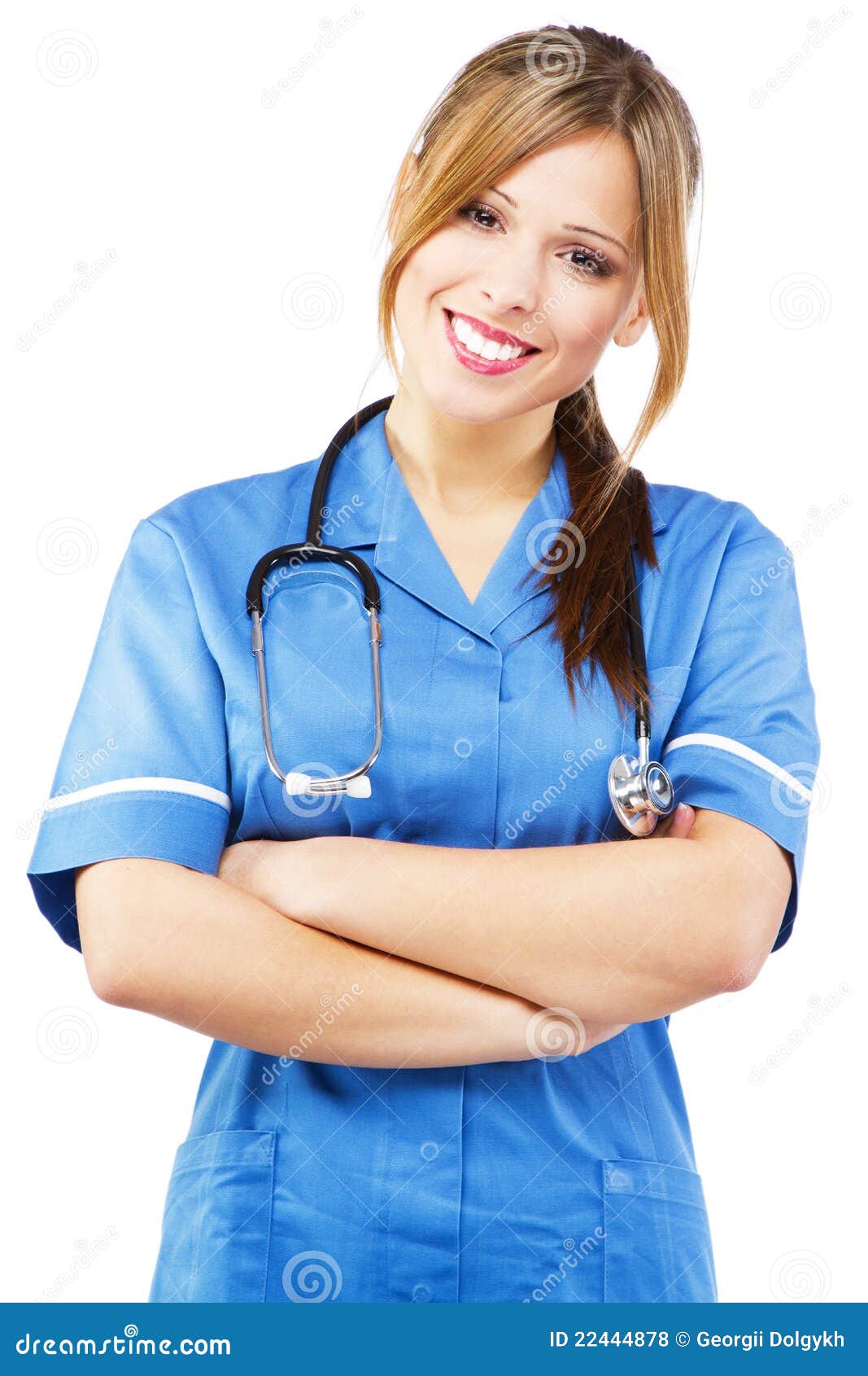 Friendly Nurse on White Background Stock Photo - Image of background ...