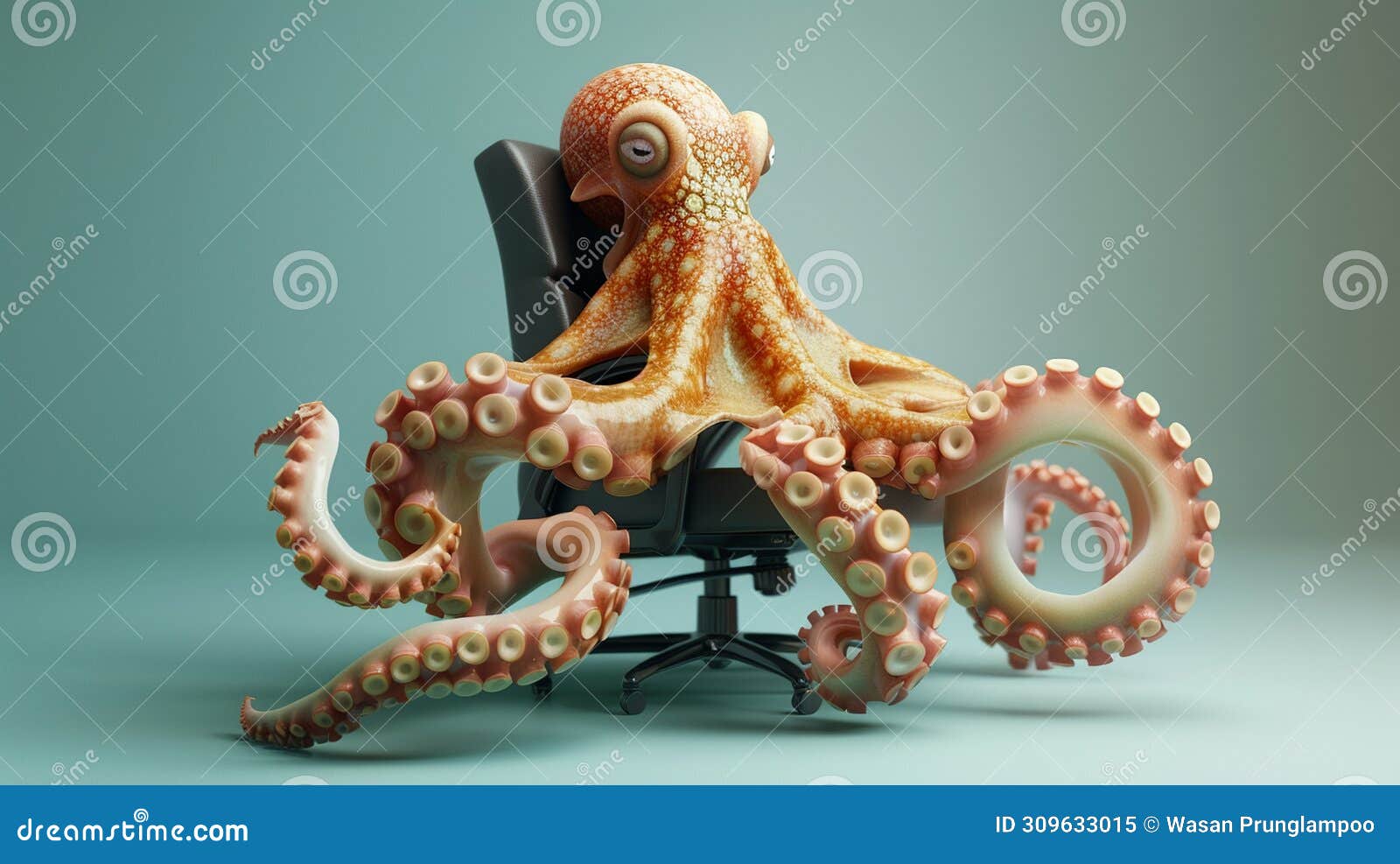 Friendly Octopus In An Office Chair Orchestrating A Tight Schedule With ...