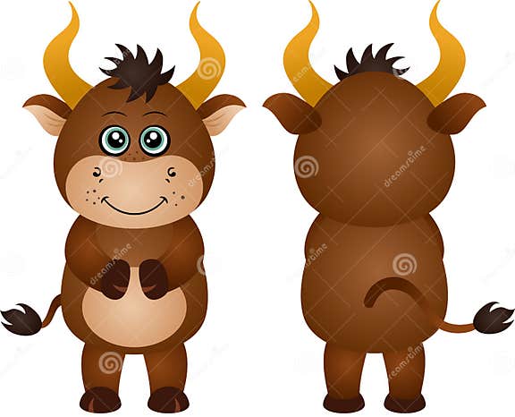 Friendly Ox Front and Rear View Stock Vector - Illustration of gold ...