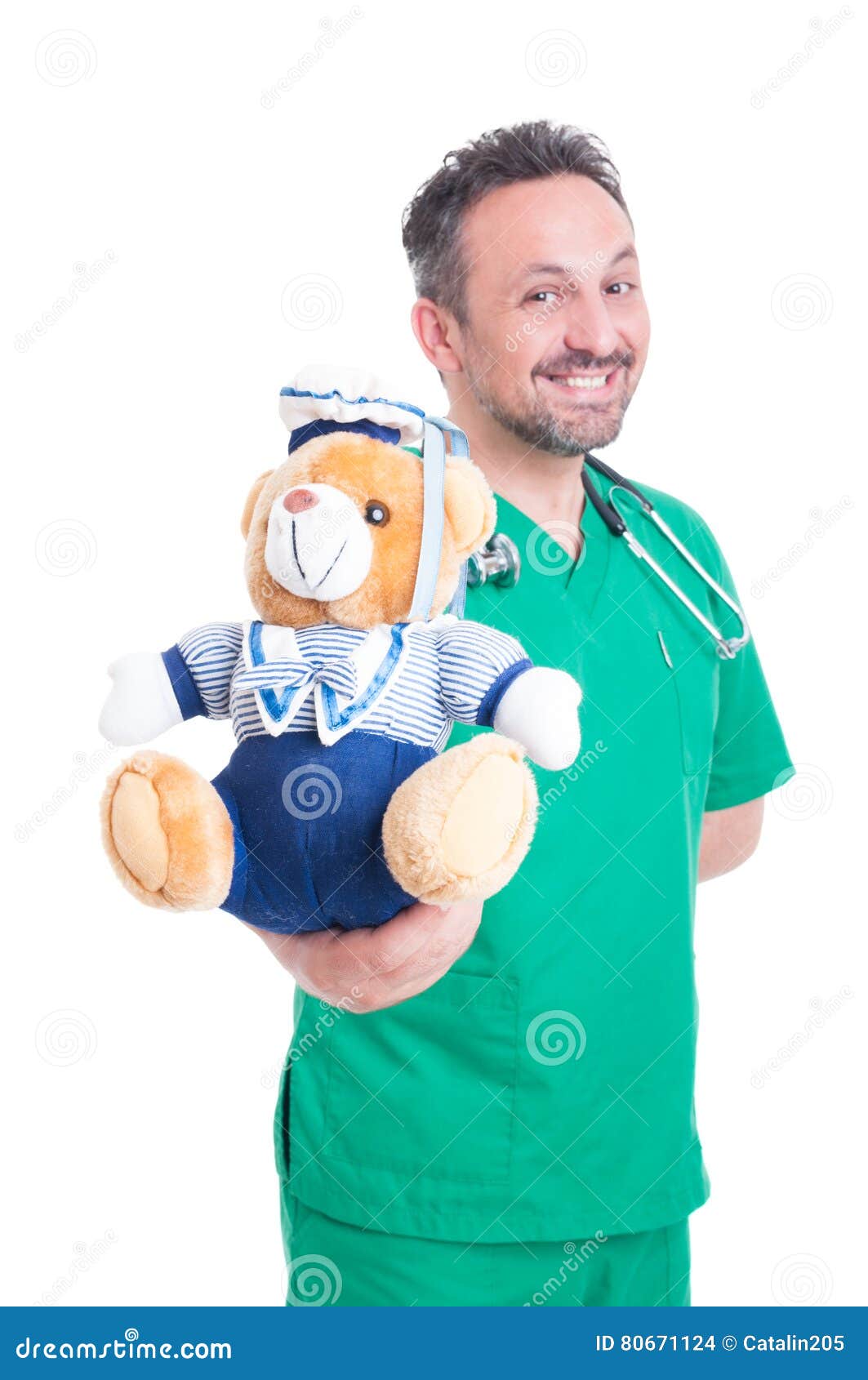 Friendly Pediatrician Doctor with Teddy Bear Stock Photo - Image of ...