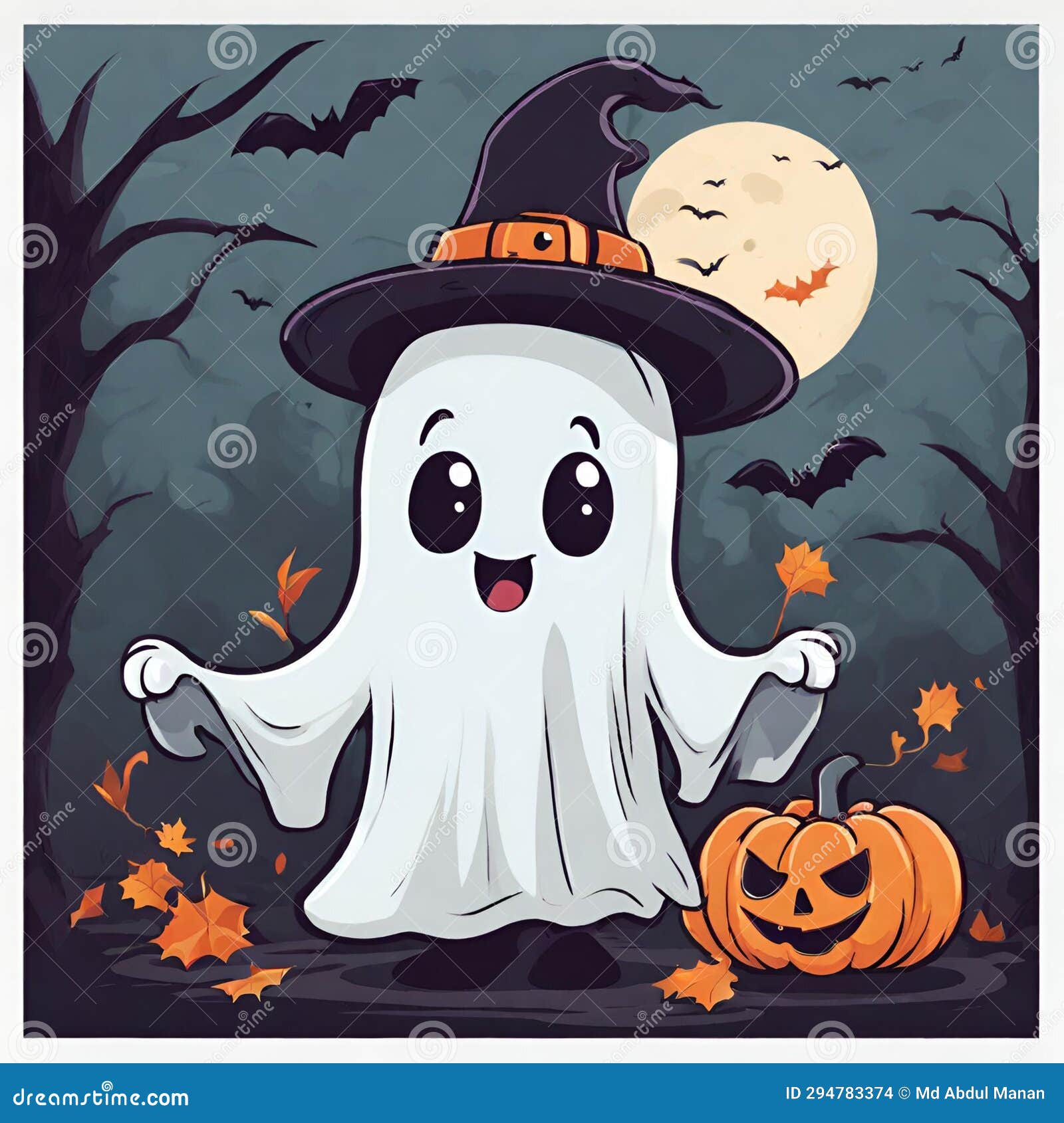 Friendly Phantom Halloween Ghost Vector Stock Illustration ...