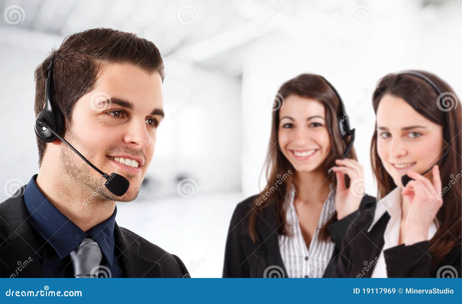Friendly phone operator stock image. Image of male, customer - 19117969