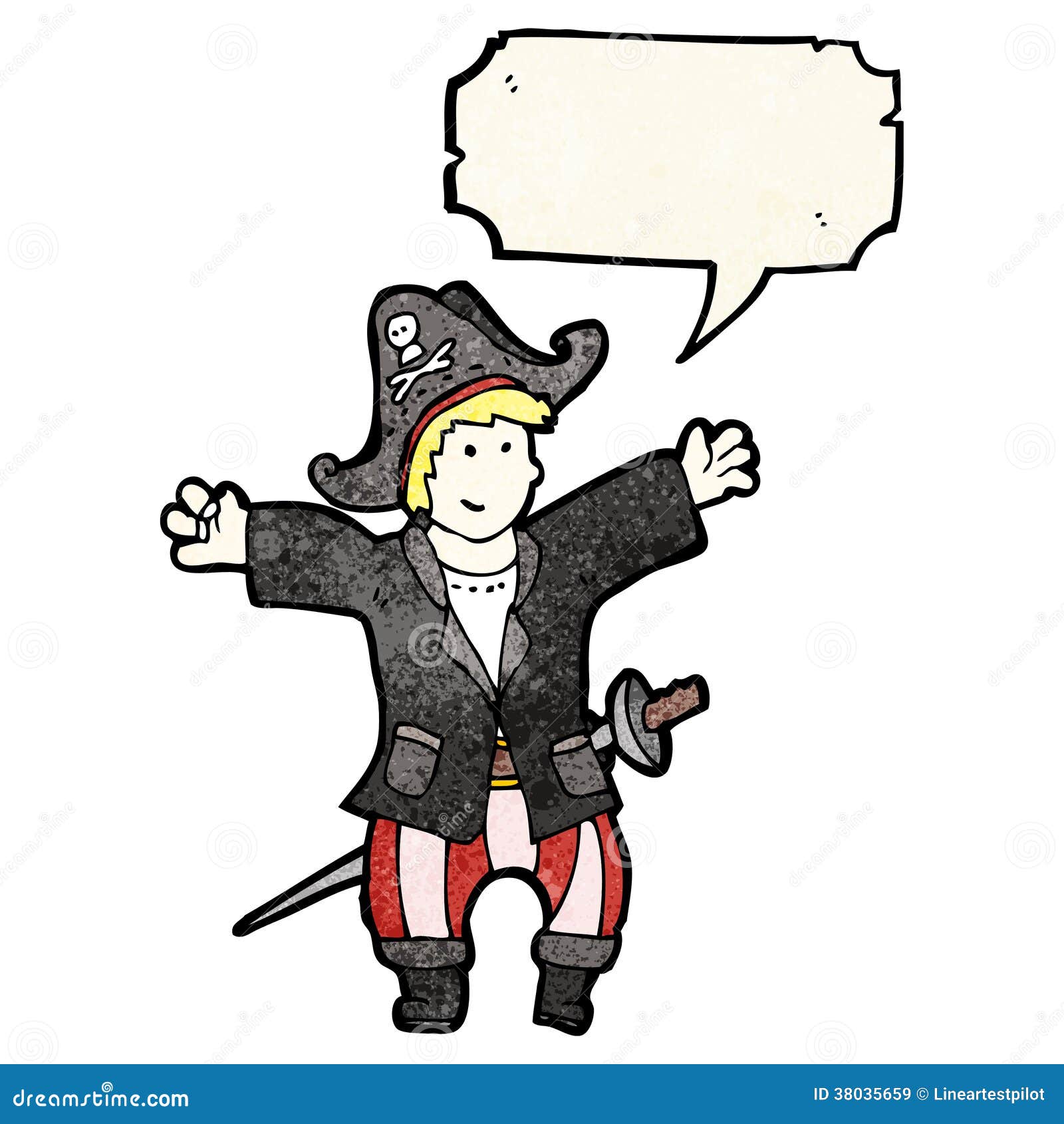 Friendly Pirate with Speech Bubble Cartoon Stock Vector - Illustration ...