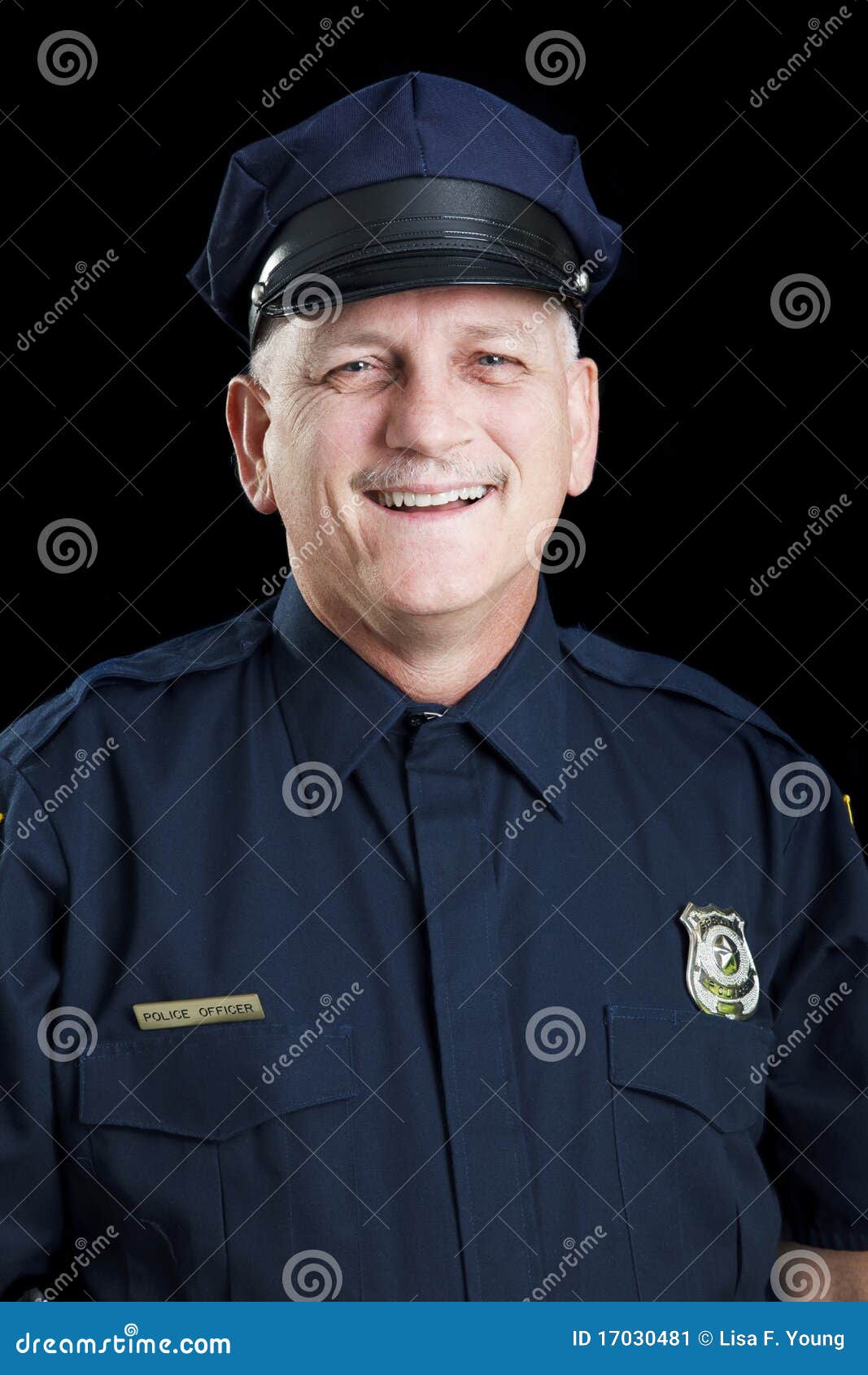 Friendly Policeman on Black Stock Image - Image of person, people: 17030481