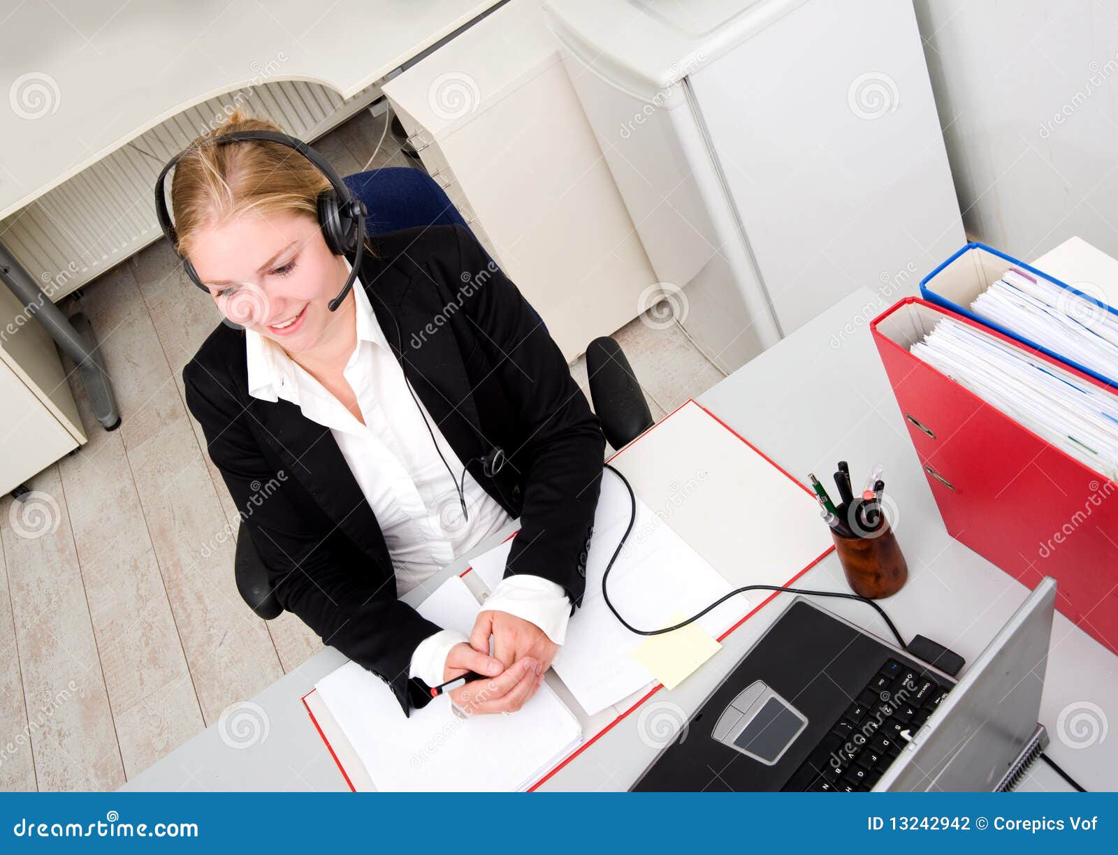 Friendly receptionist stock photo. Image of working, desk - 13242942