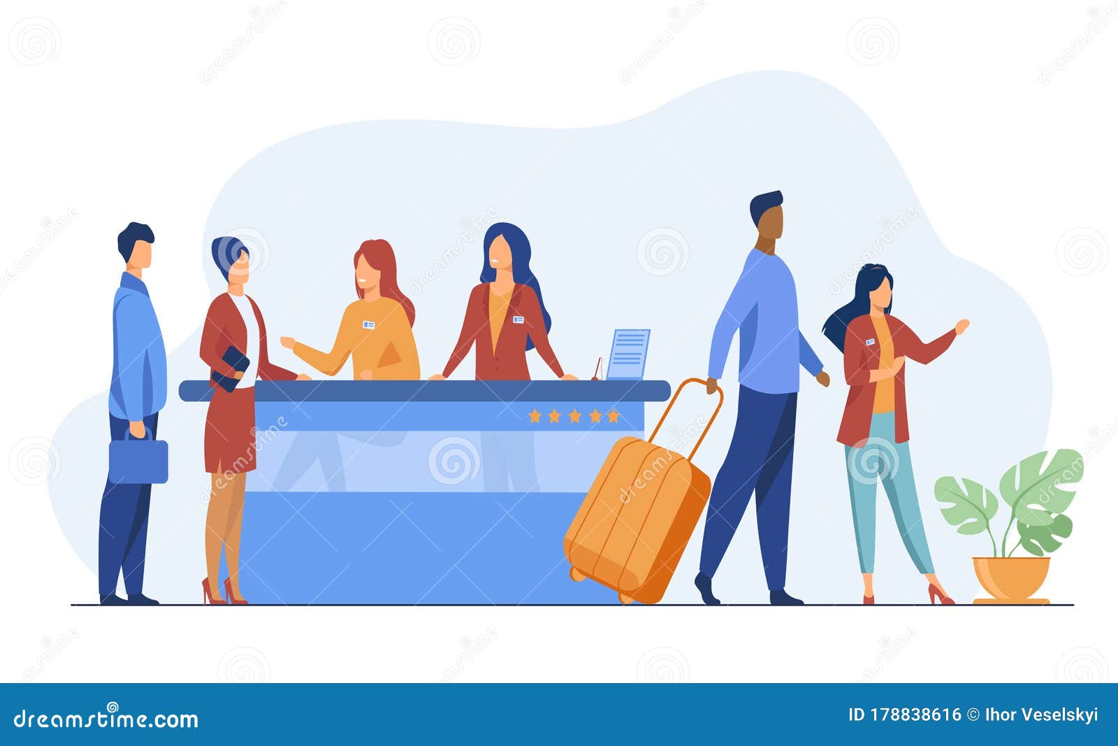 Friendly Receptionists from Hotel Registration Desk Help Clients Stock ...