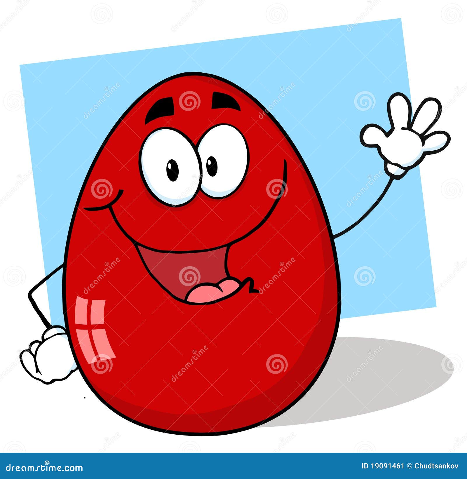 Friendly Red Easter Egg Character Waving Stock Vector - Illustration of ...
