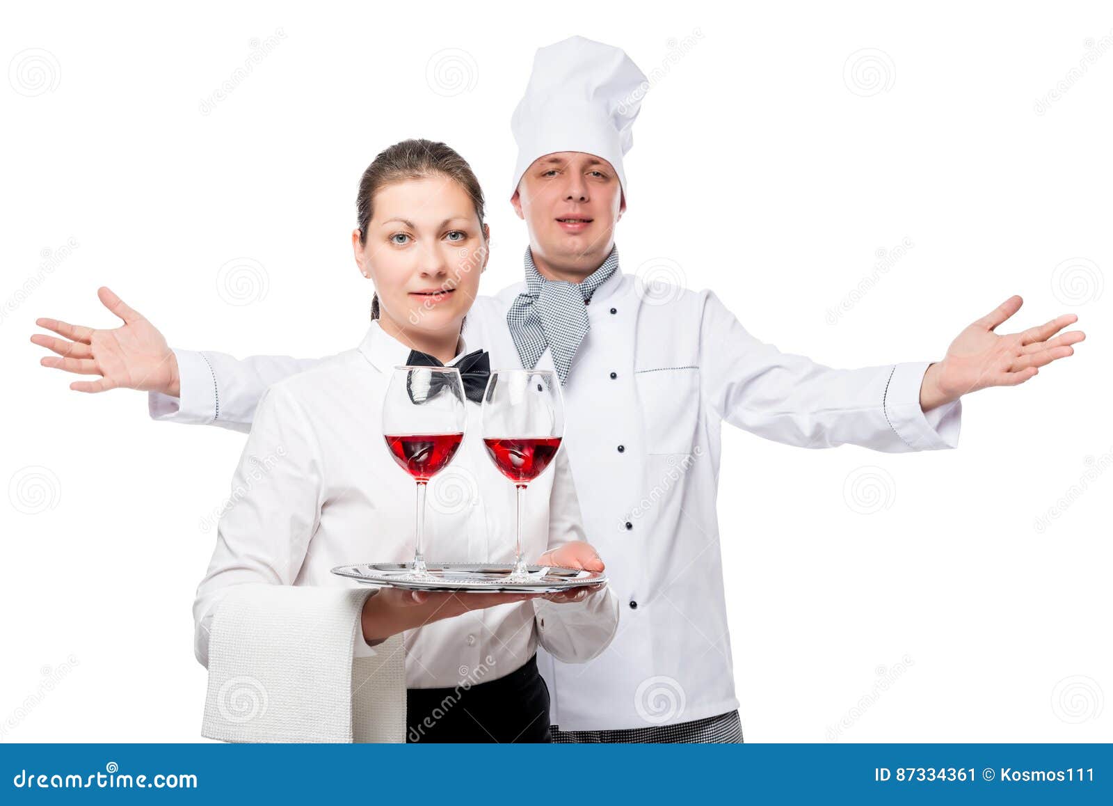 Friendly Restaurant Team Work, a Portrait on a White Stock Image ...