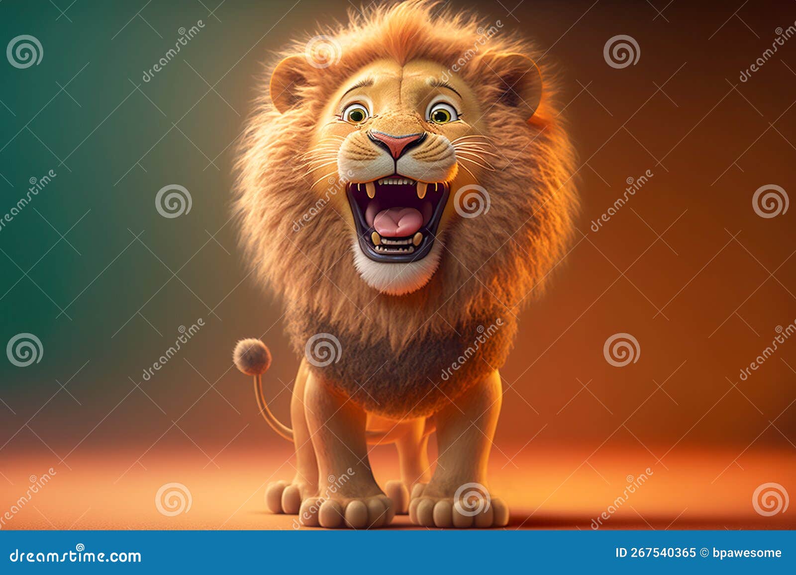 Cute Roaring Monster With Funny Face, Fangs, Blue Hairy Body And Claws ...