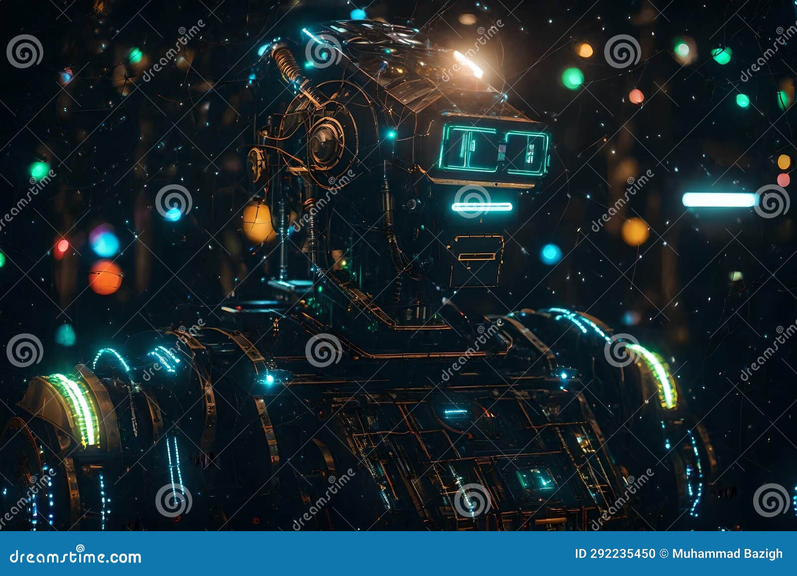 A Friendly Robot with Blinking Lights and Gears. Stock Photo - Image of ...