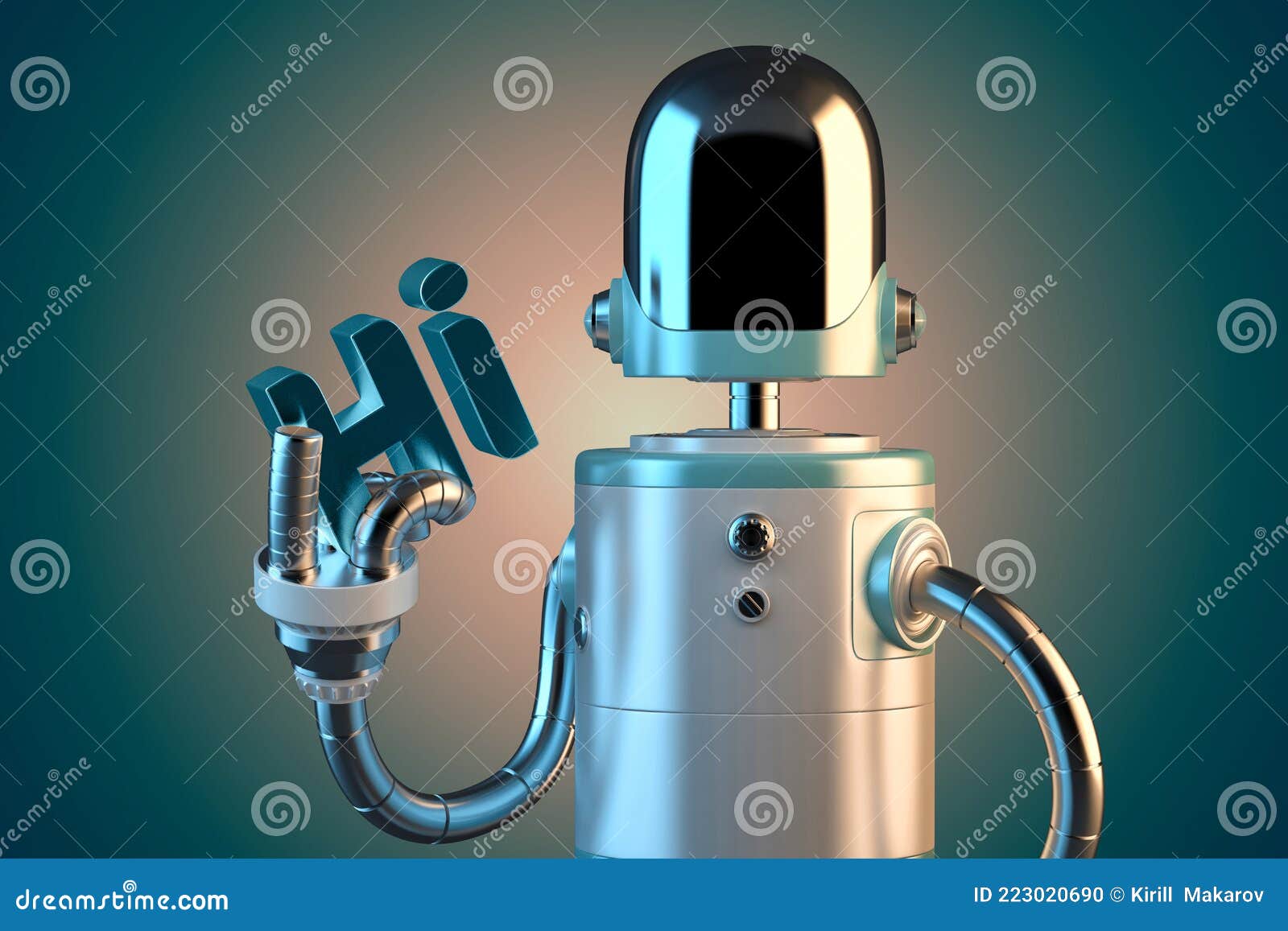 Friendly Robot. 3D Illustration Stock Illustration - Illustration of ...