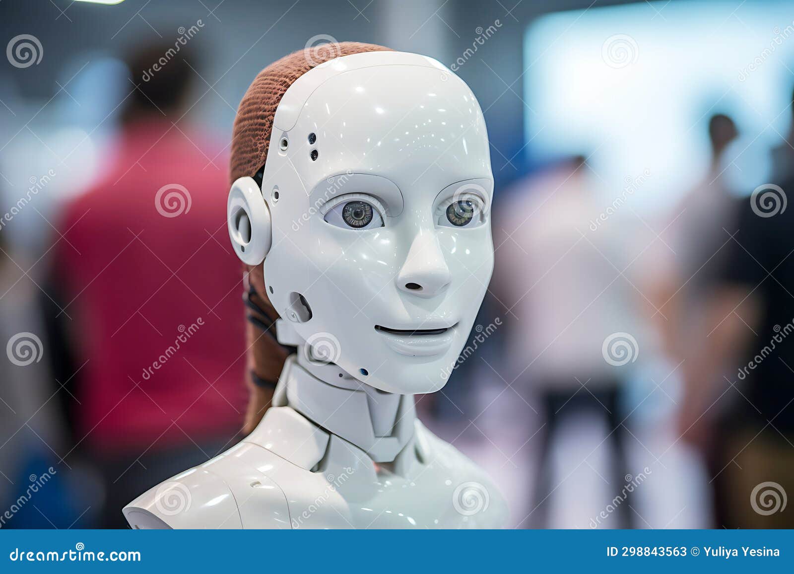 Friendly Robot at a Robot Exhibition Stock Illustration - Illustration ...