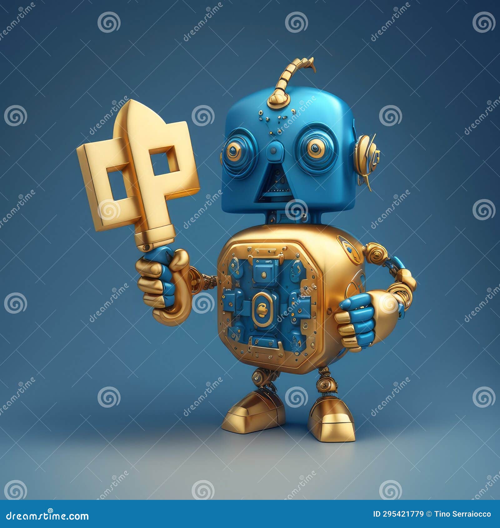 Friendly Robot with Key , Generated by AI Stock Illustration ...