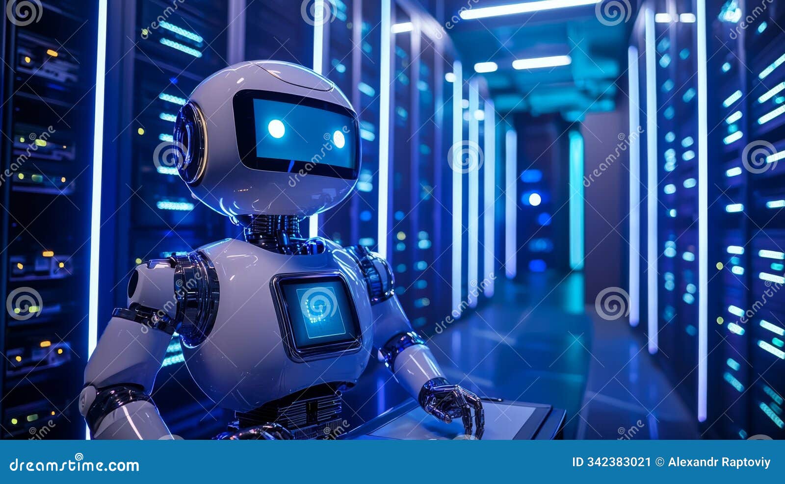 A Friendly Robot Monitors Data and Systems in a High-tech Server Room ...