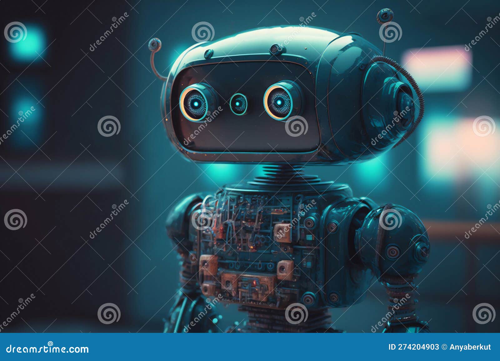 Friendly Robot Photorealistic Portrait with Copyspace Stock ...