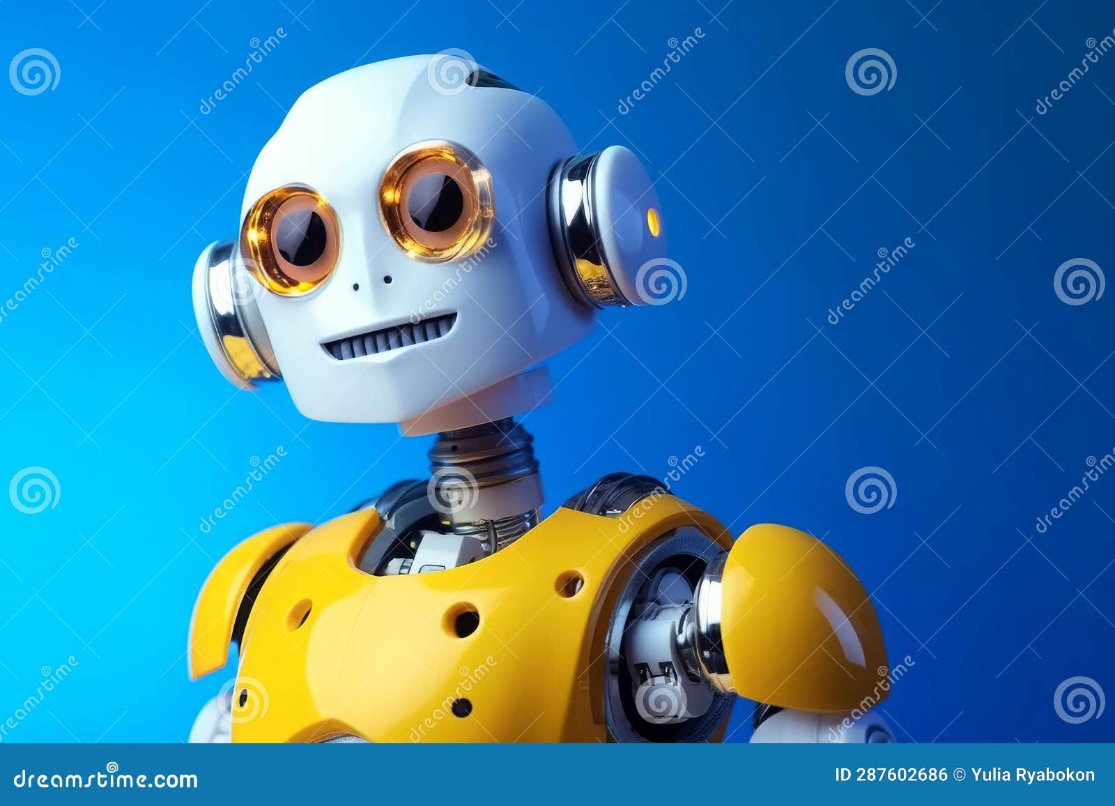 Friendly Robot Smile. Generate Ai Stock Illustration - Illustration of ...