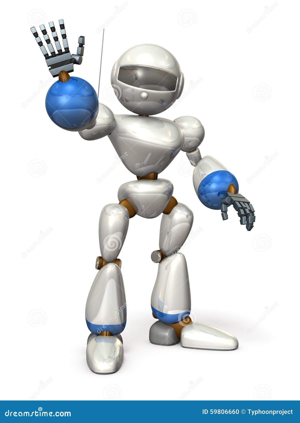 A Friendly Robot is Waving. Stock Illustration - Illustration of metal ...
