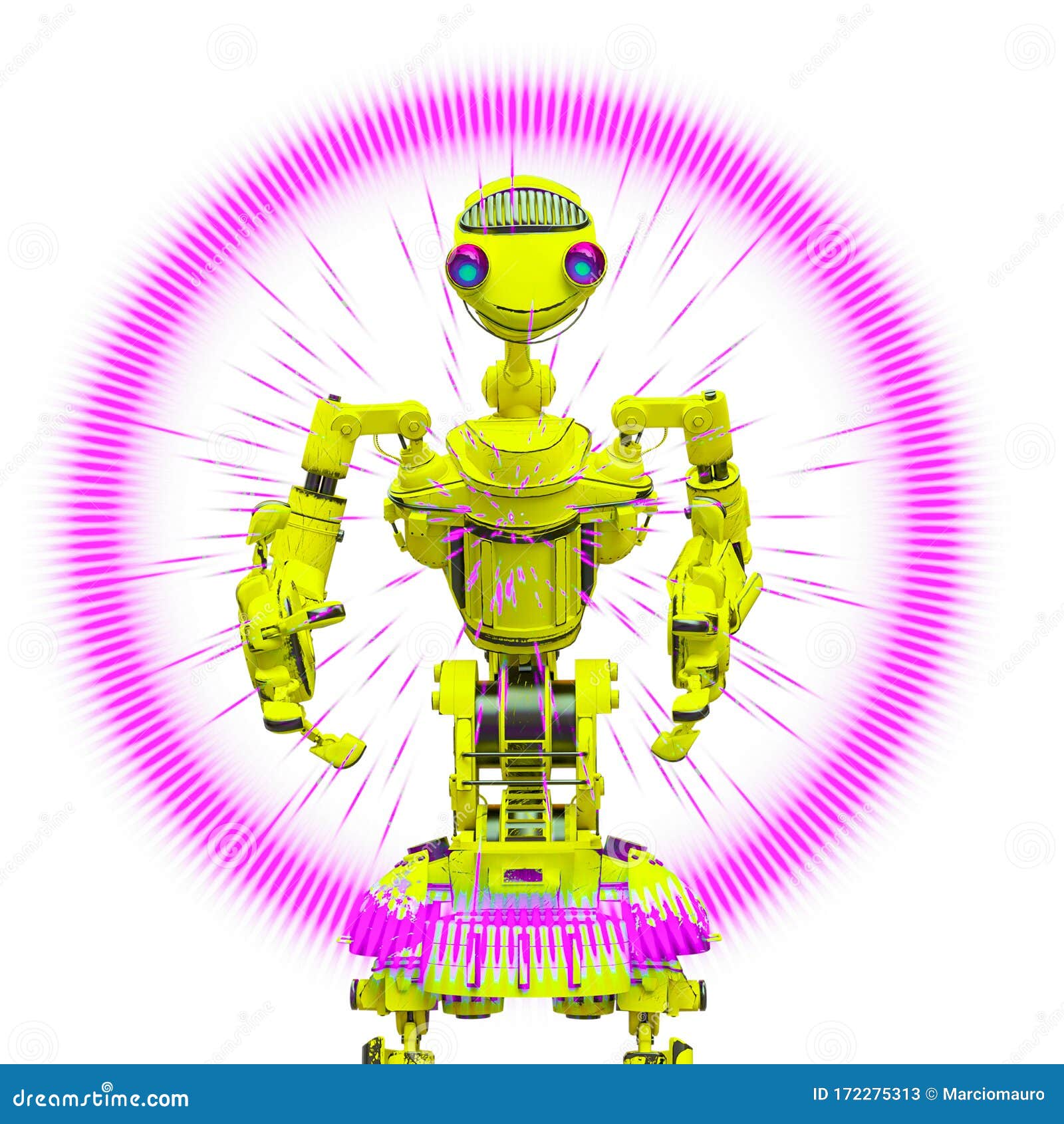 Friendly Robot In The Circle Of Text Messages. Chatbot And Social Media ...