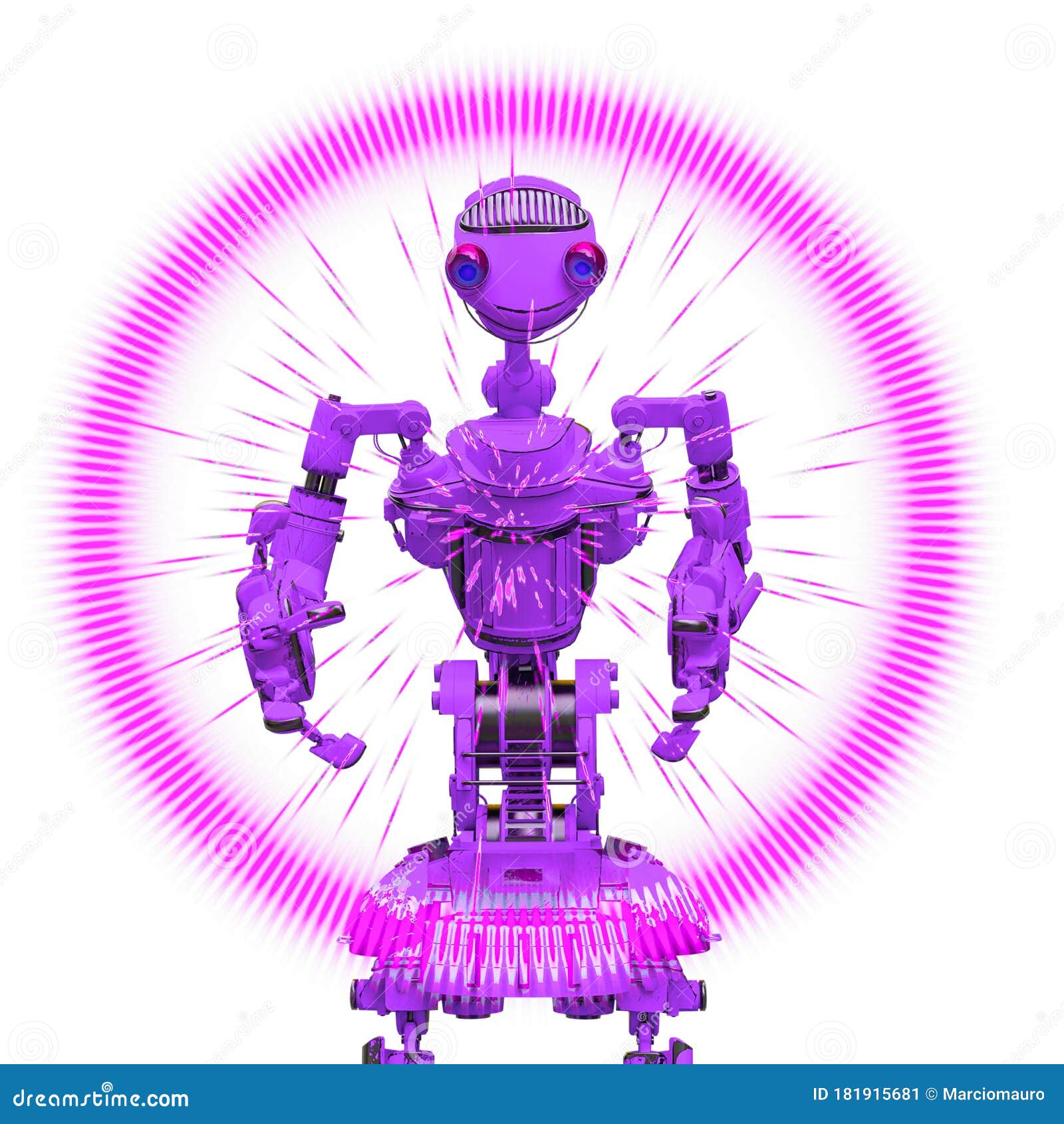 Friendly Robot In The Circle Of Text Messages. Chatbot And Social Media ...