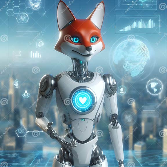 Robo-Fox: a Digital Companion Stock Illustration - Illustration of ...