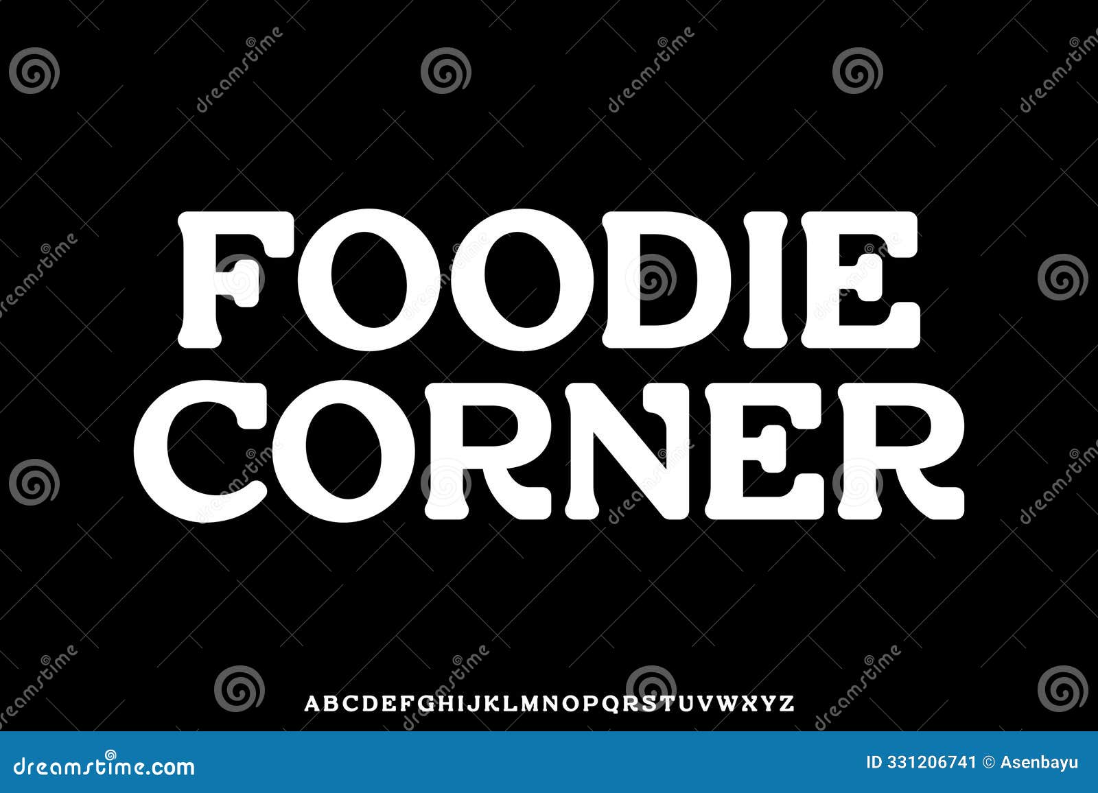Friendly Rounded Slab Serif Alphabet Display Font Vector. Foodie Corner ...