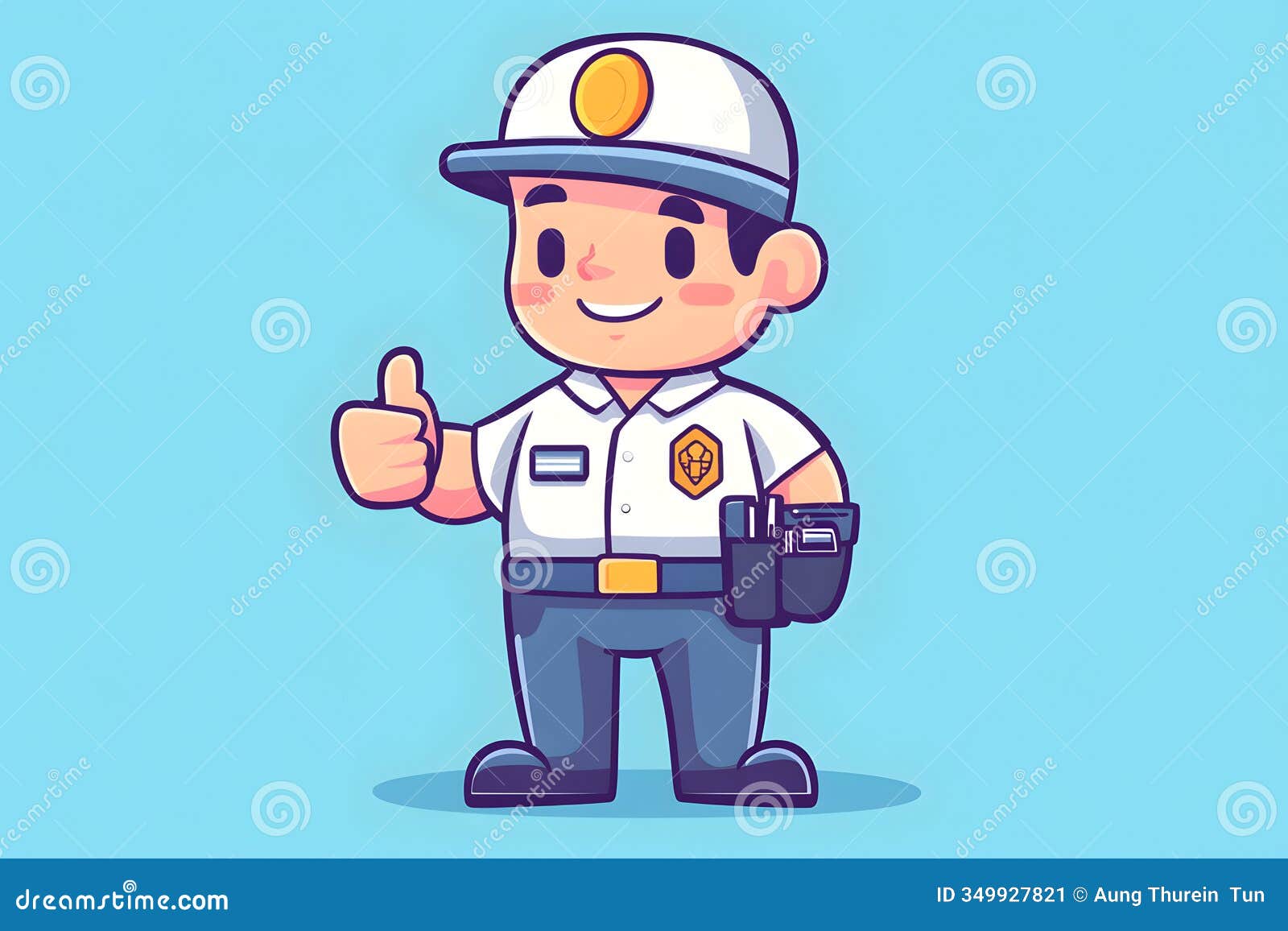 A Friendly Security Guard Standing Confidently with a Warm and ...