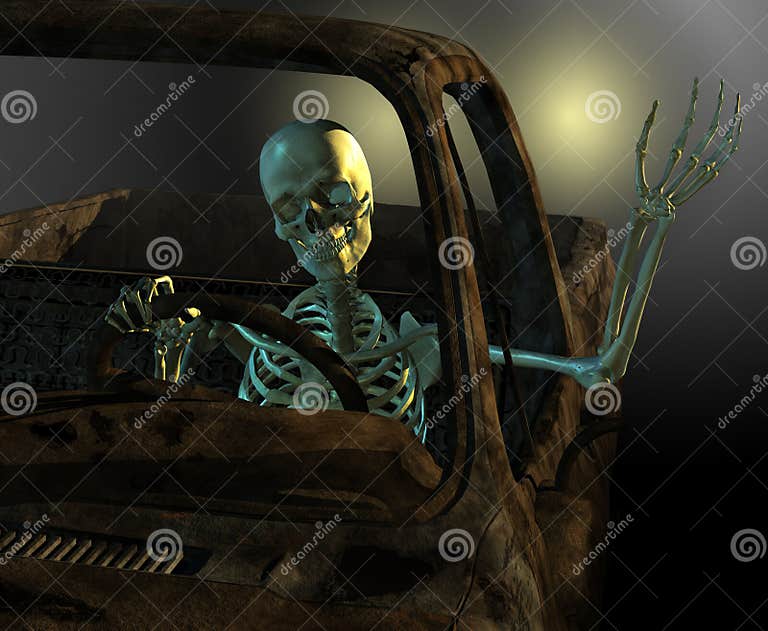 Friendly Skeleton Driver stock illustration. Illustration of trip ...