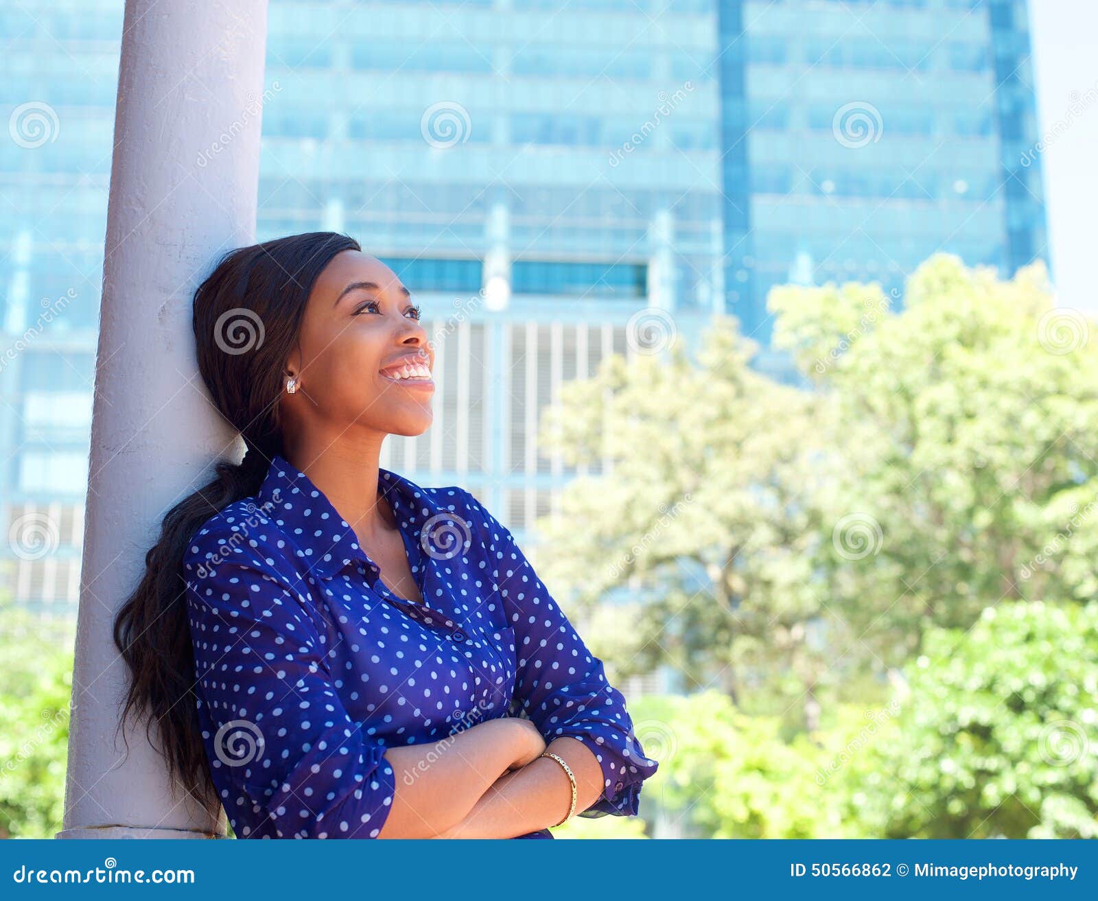 Friendly Smiling Business Woman Outside Office Building Stock Photo ... Friendly Smiling Business Woman Outside Office Building Stock Photo ...