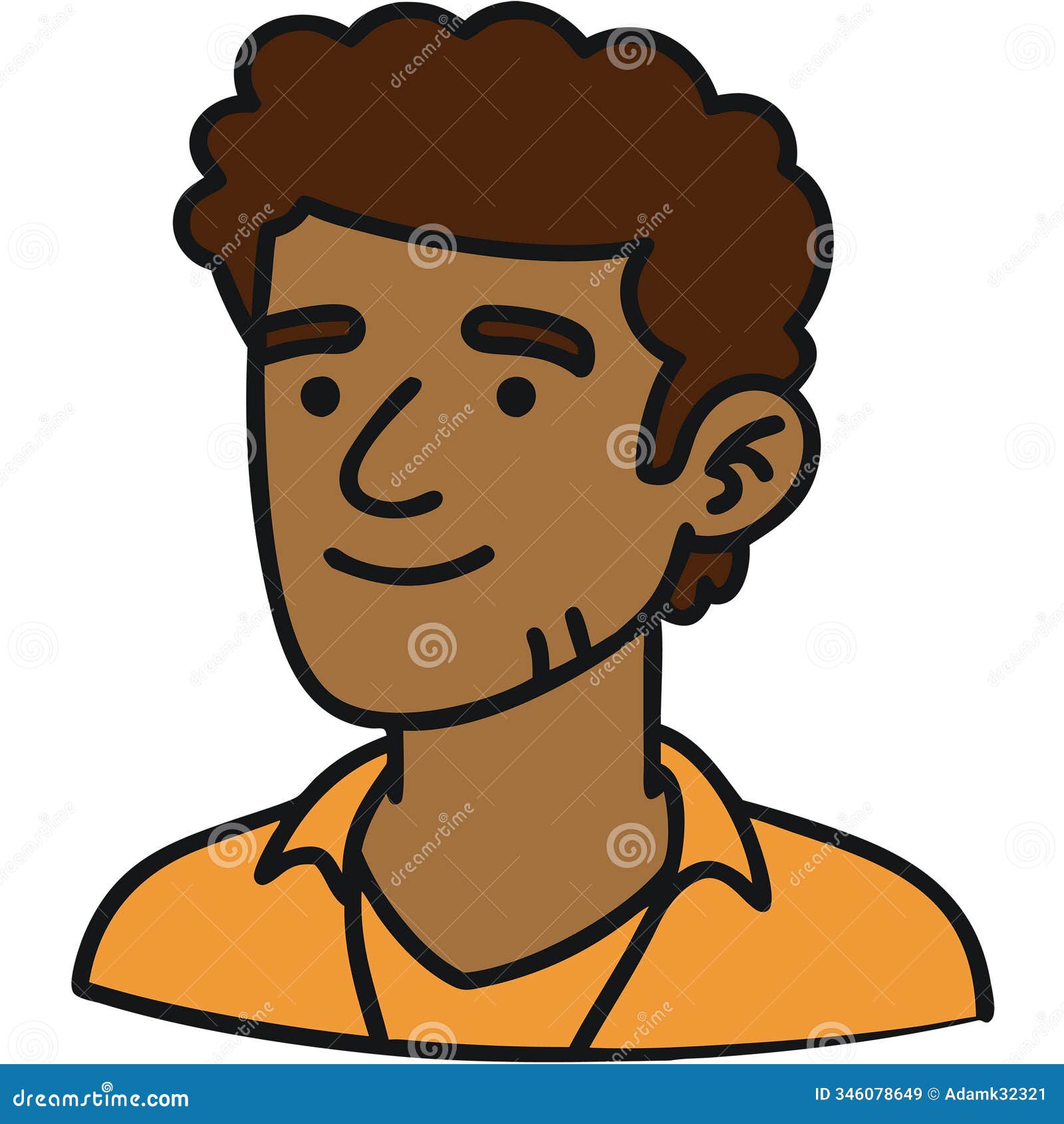 Friendly Smiling Man in Orange Shirt Vector Illustration for Profile ...