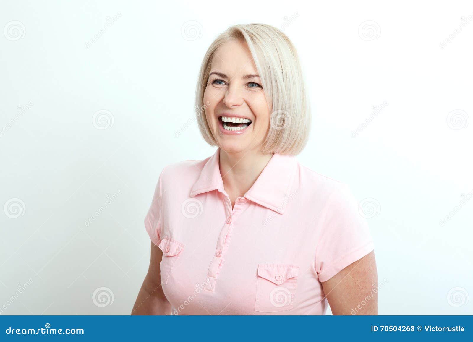 Friendly Smiling Middle-aged Woman on White Background Stock Photo ...