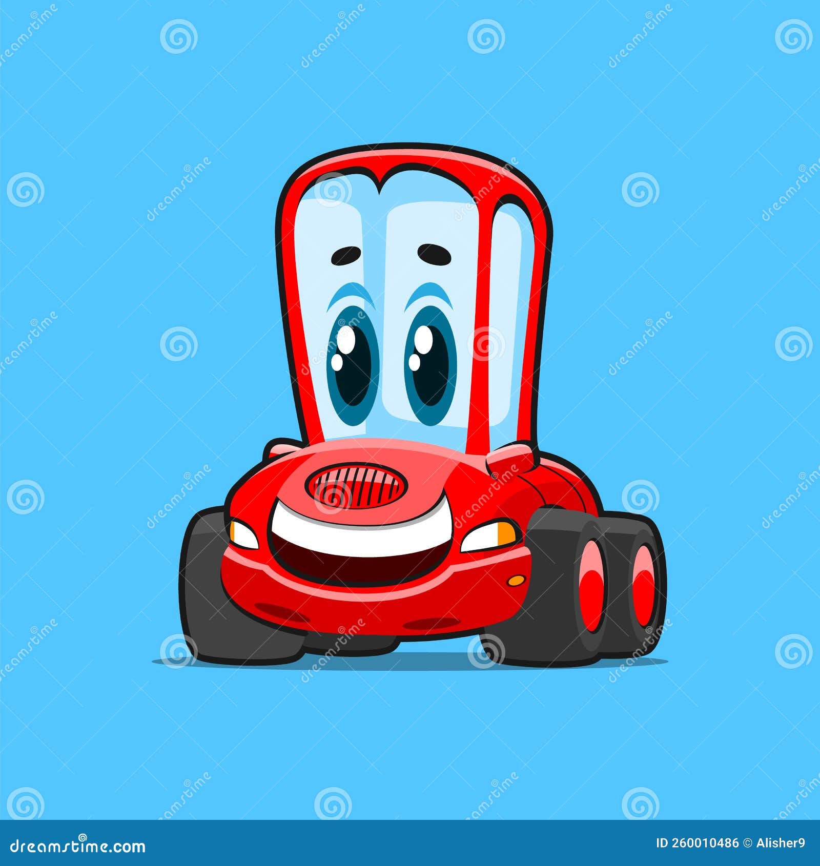 Friendly Smiling Red Cartoon Car Stock Vector - Illustration of fast ...