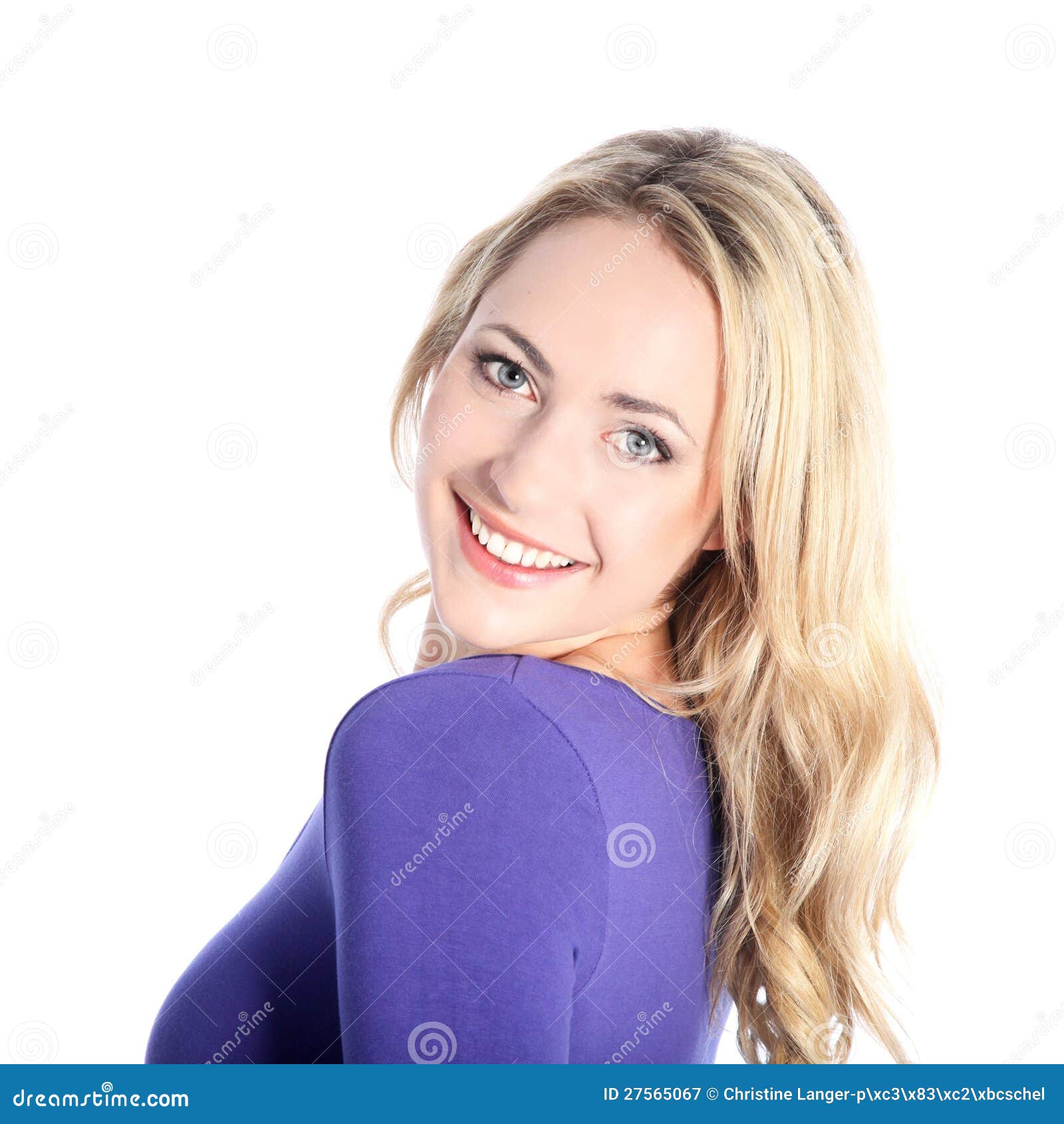Friendly Smiling Young Blonde Woman Stock Image - Image of pretty ...