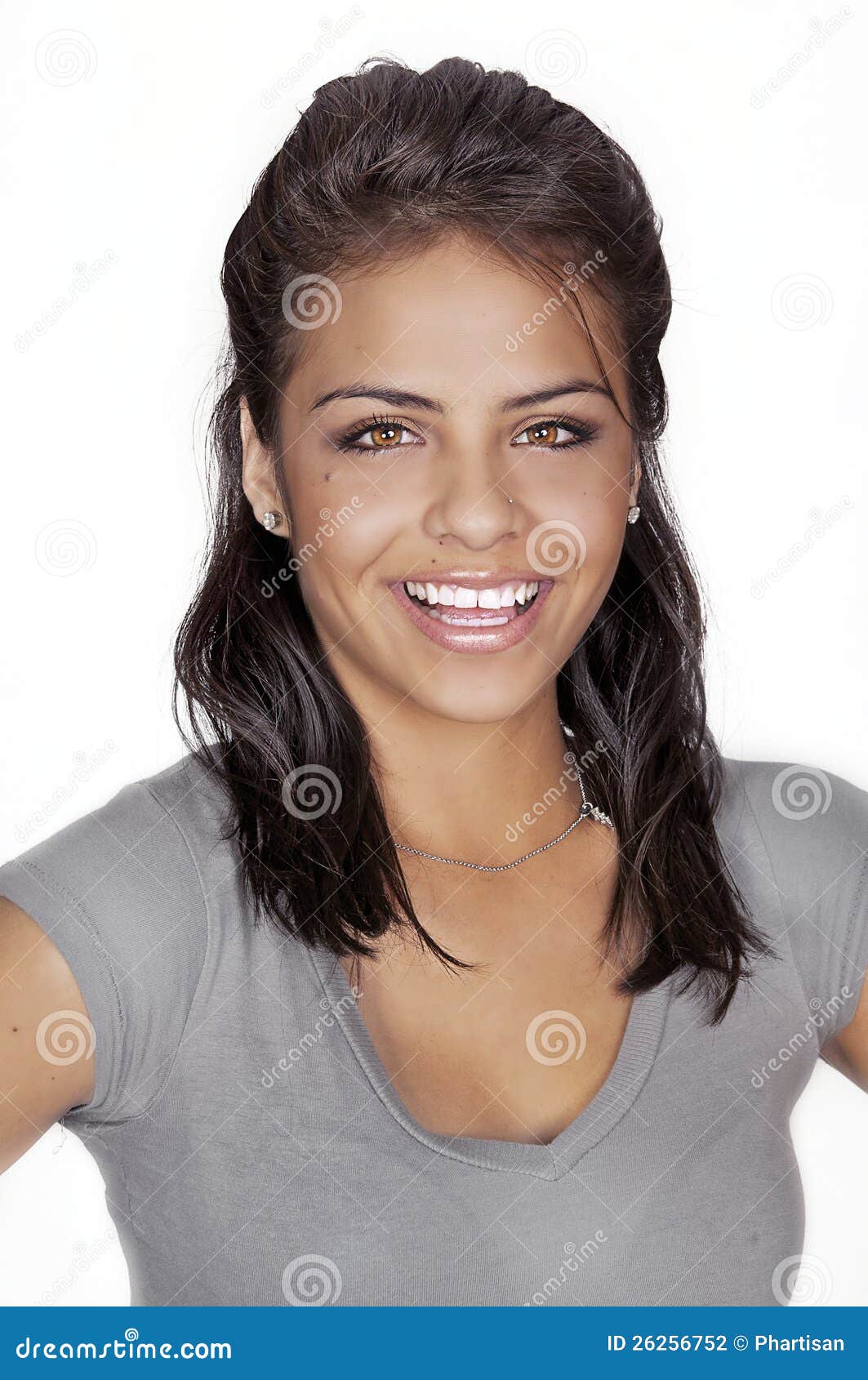 Friendly Smiling Young Woman Stock Photo - Image of employee, latina ...
