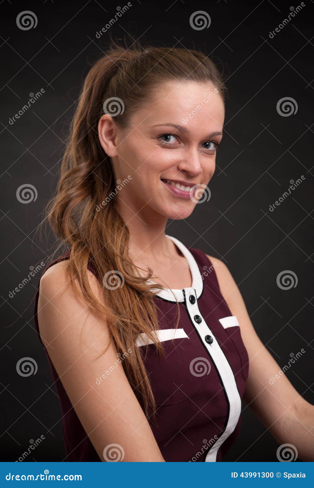 Friendly Smiling Young Woman Portrait Stock Photo - Image of cute ...
