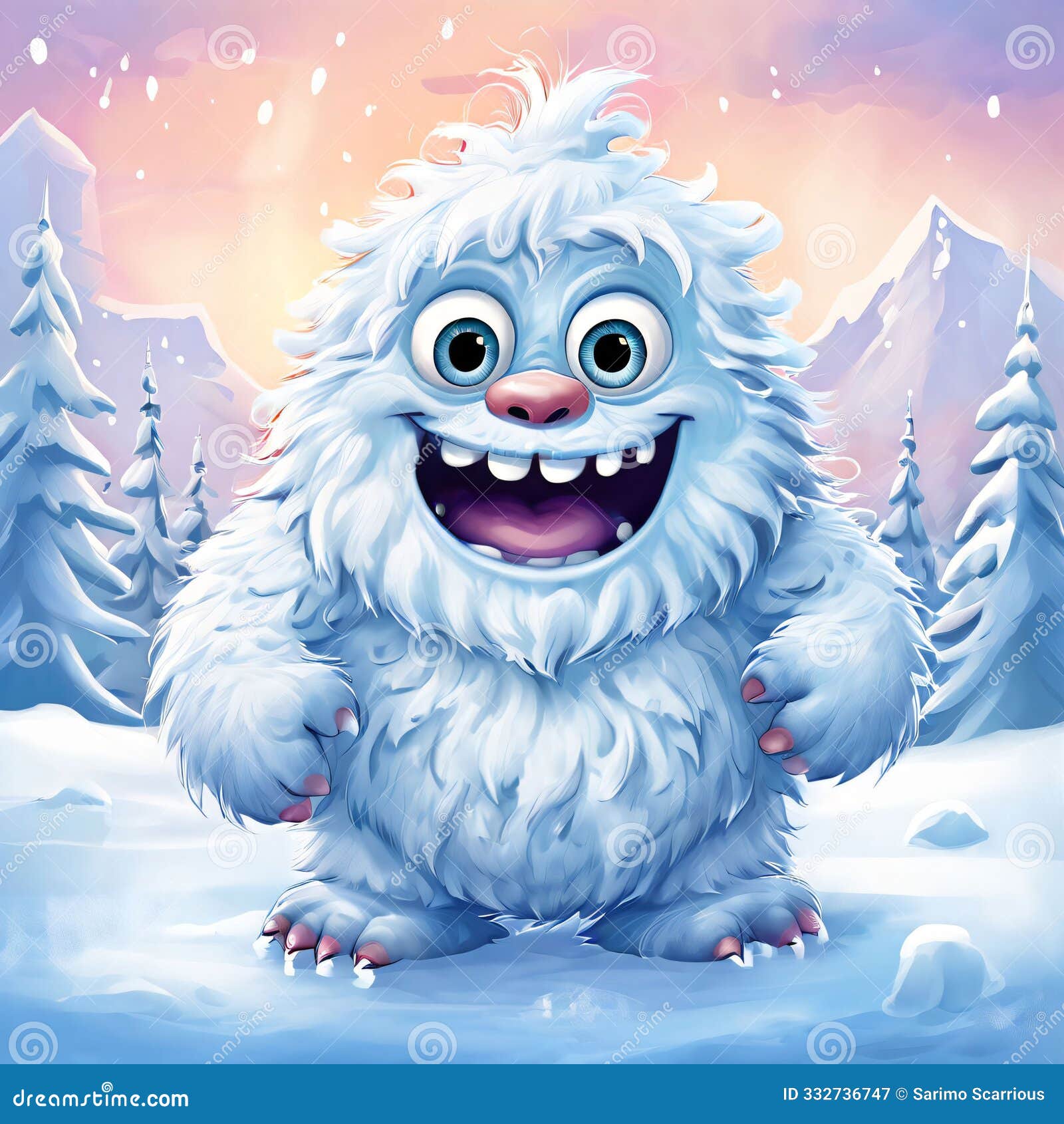 Friendly Snow Monster with Warm Smile Stock Illustration - Illustration ...