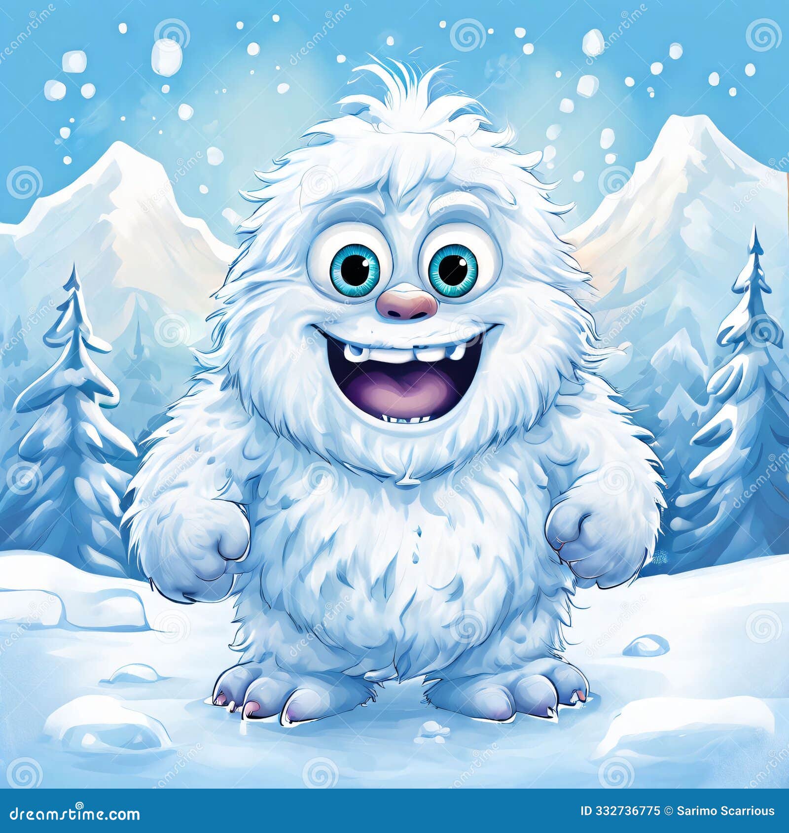 Friendly Snow Monster with Warm Smile Stock Illustration - Illustration ...
