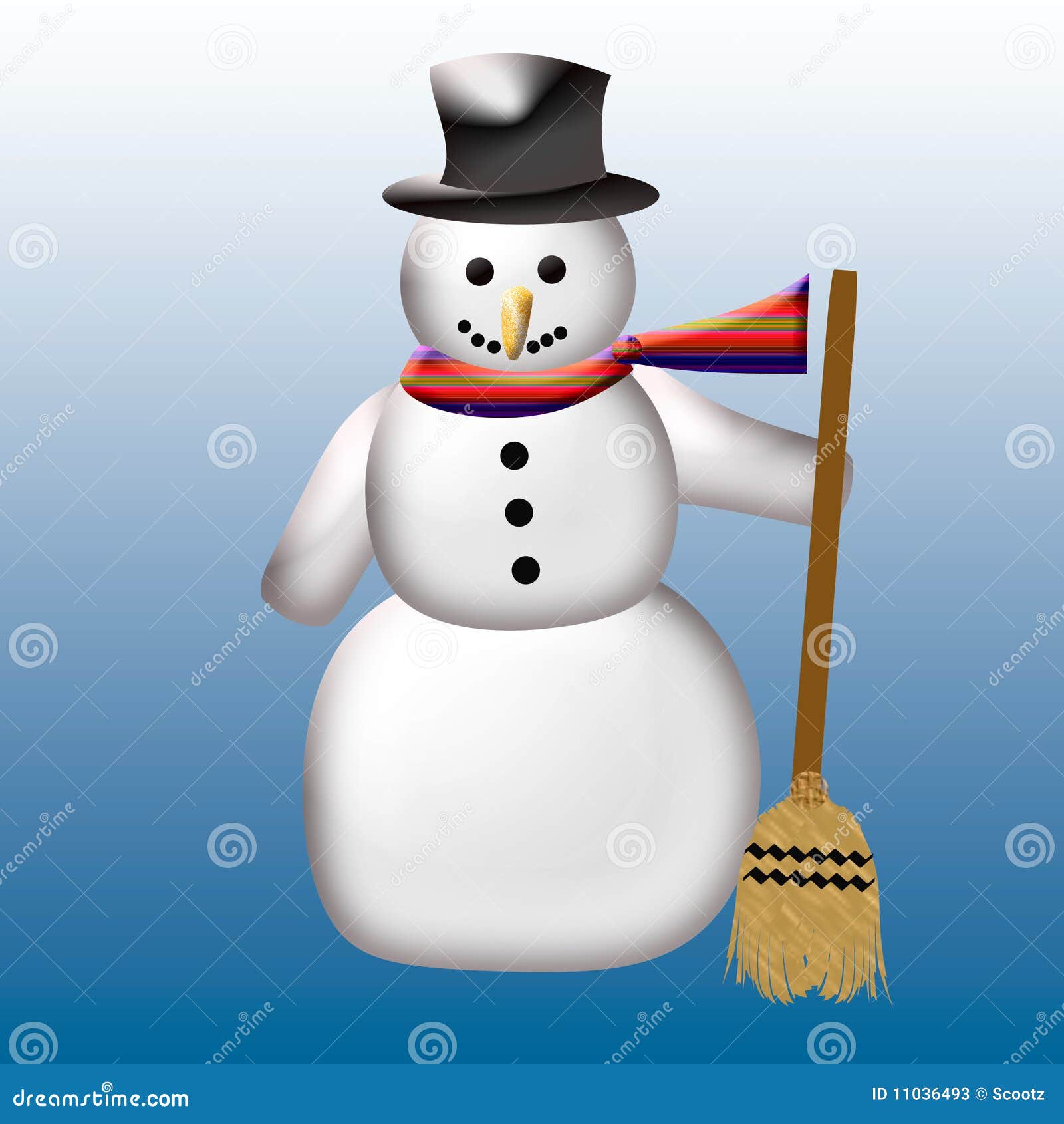 Friendly snowman stock illustration. Illustration of orange - 11036493