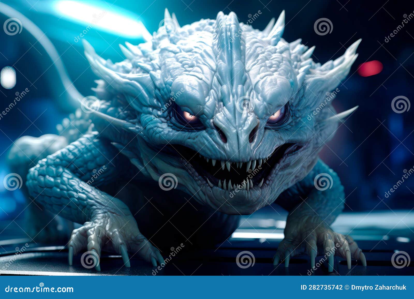 Friendly Space Predator with Glowing Eyes and a Soft Fluffy Tail. Stock ...