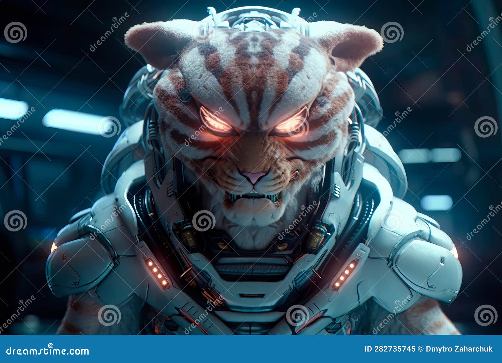 Friendly Space Predator with Glowing Eyes and a Soft Fluffy Tail. Stock ...