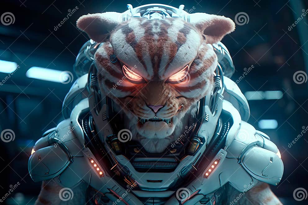 Friendly Space Predator with Glowing Eyes and a Soft Fluffy Tail. Stock ...