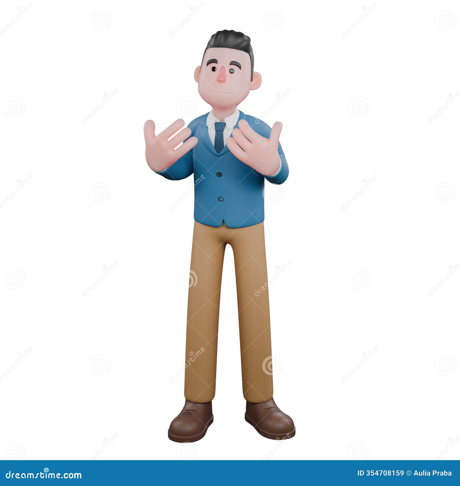 A Male TV Presenter Stands with Both Hands in Front of His Chest, and a ...