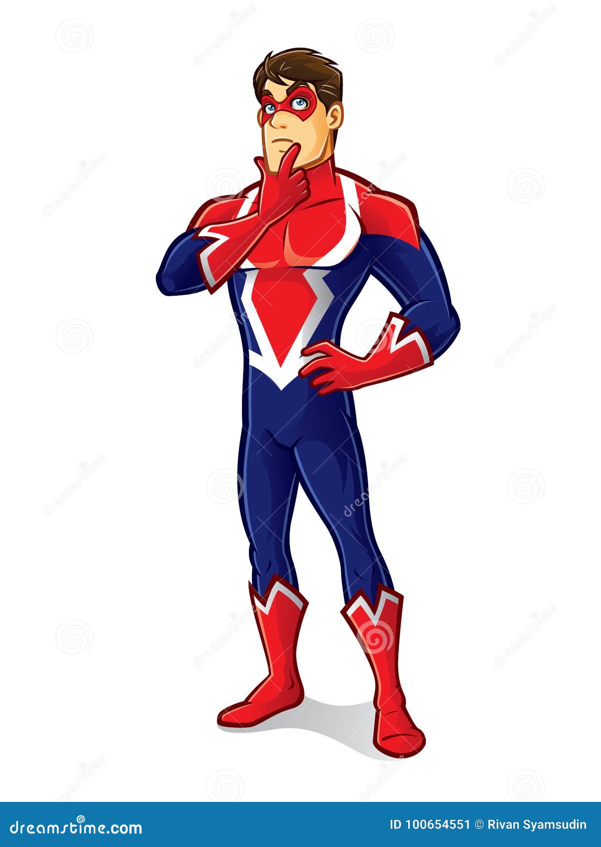 Superhero Thinking Cartoon Vector | CartoonDealer.com #46112927