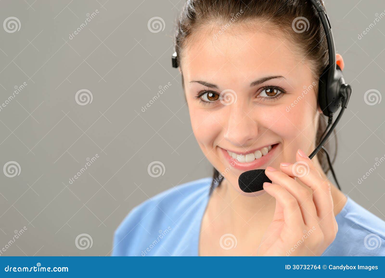 Friendly Support Phone Operator Wearing Headset Stock Photo - Image of ...
