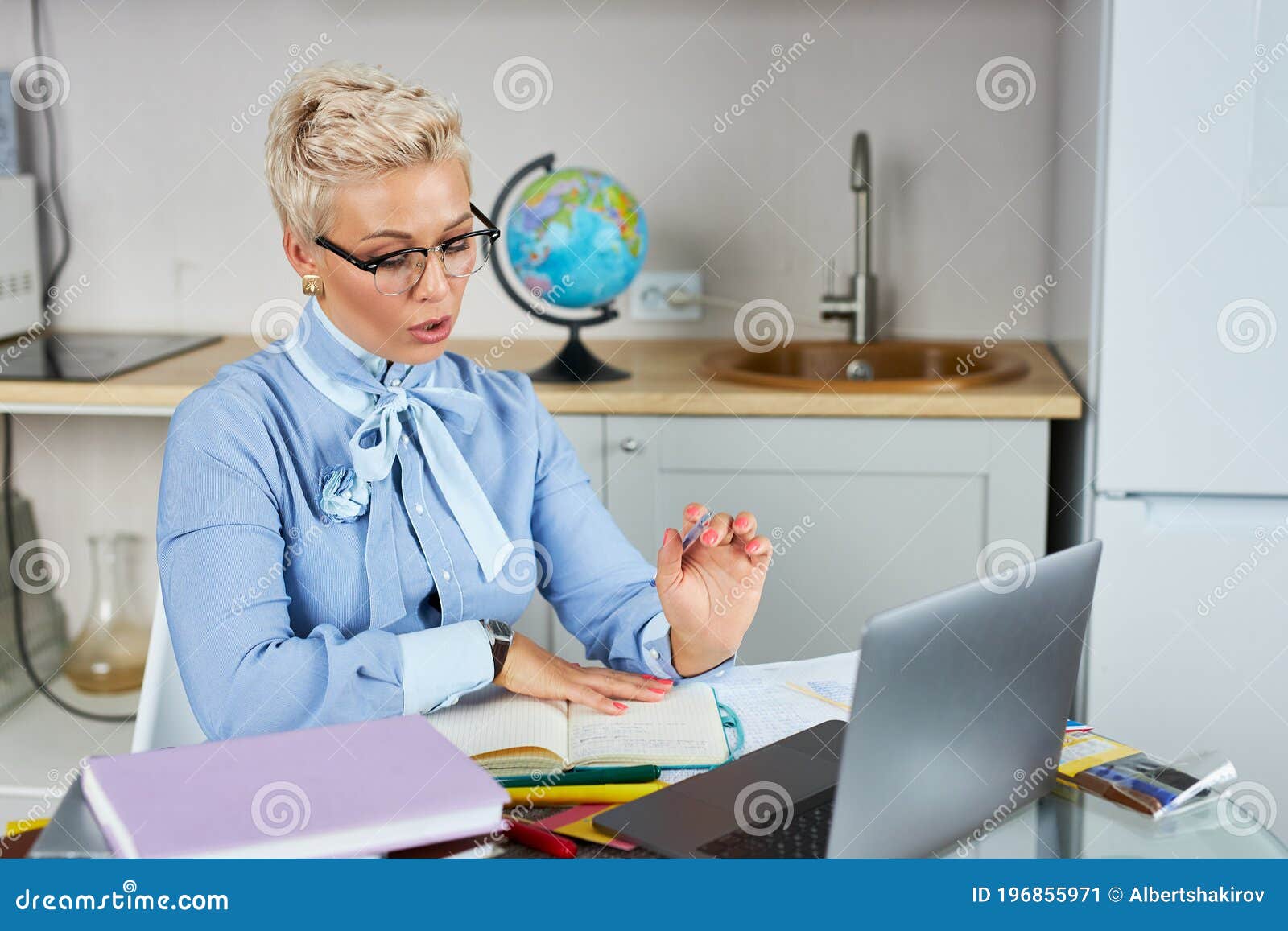 Friendly Teacher Tutor Explain Rules, Lessons at Camera Stock Image ...