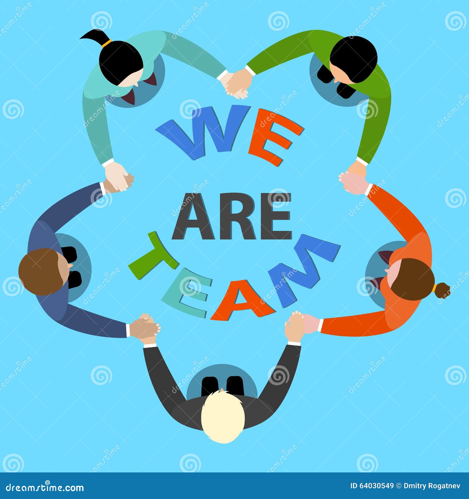 Friendly Team Work Colleagues Large Remote Office. Cartoon Vector ...