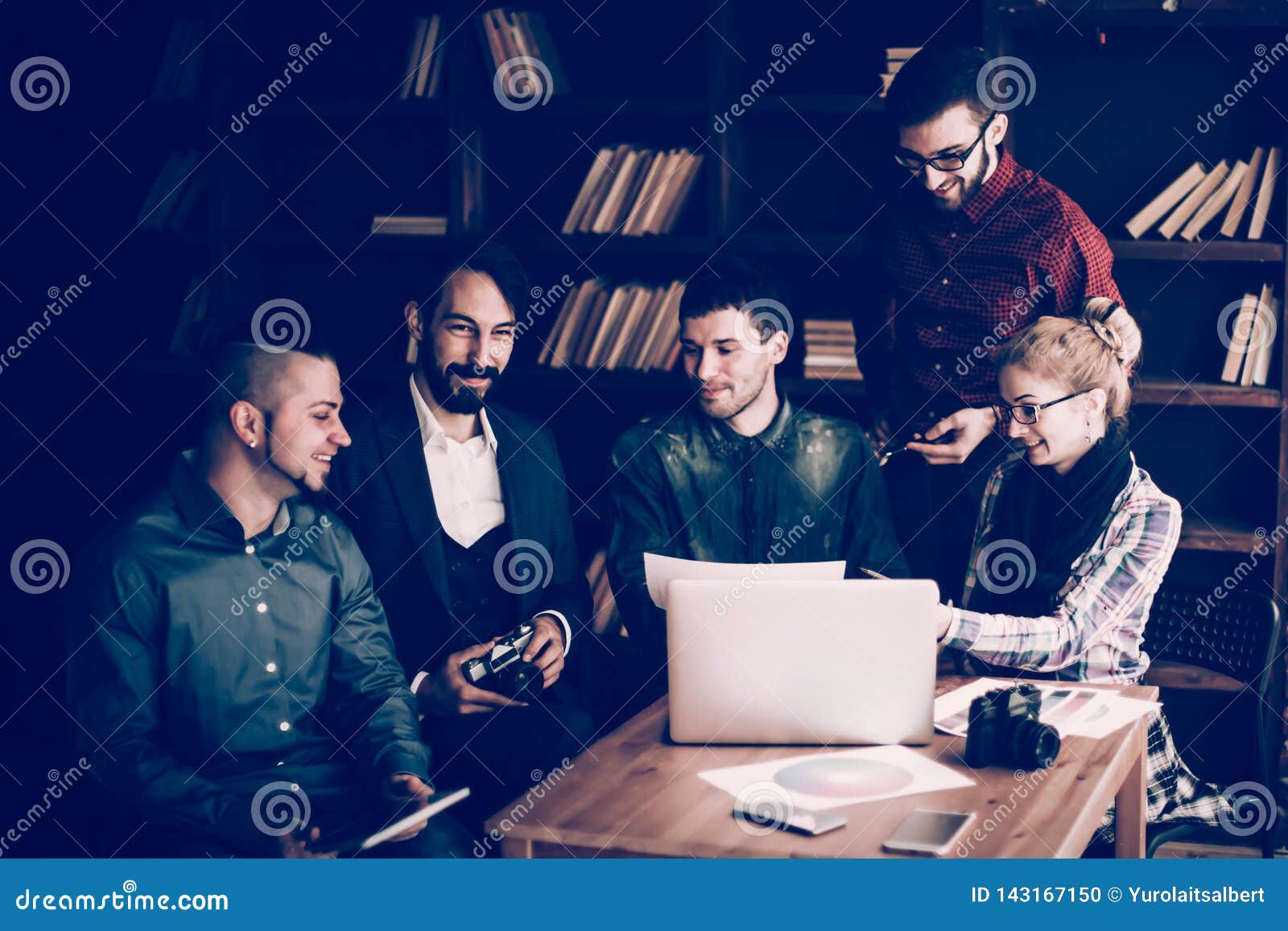 Friendly Team of Copywriters in the Workplace in Modern Office Stock ...