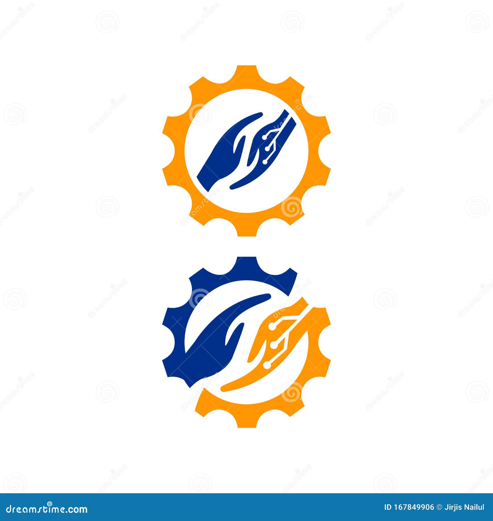 Friendly Technology Logo Design Vector Hand and Tech Illustrations ...