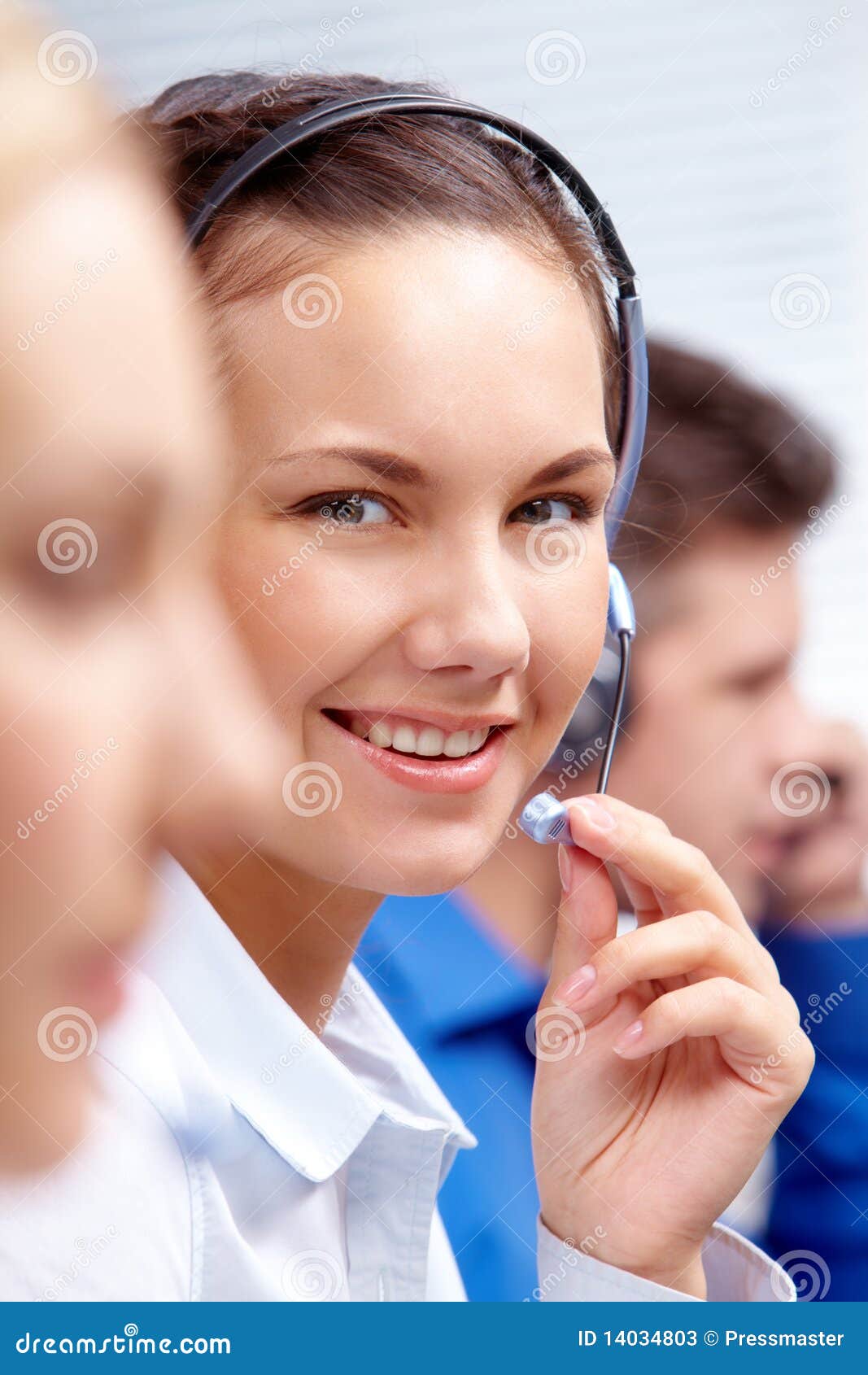 Friendly Telephone Operator Stock Image - Image of portrait, consultant ...