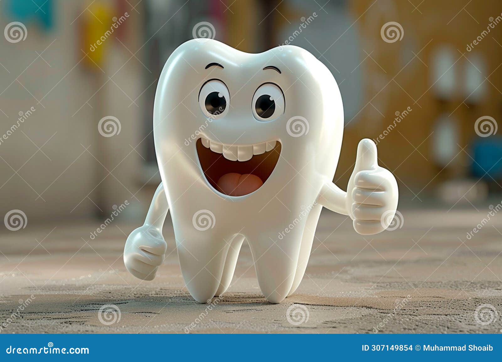 Friendly Tooth Character Shows Approval with Thumbs Up, 3D Stock ...