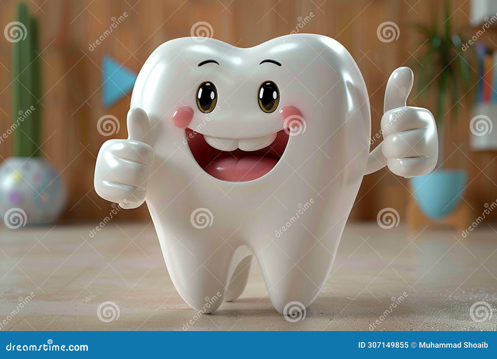 Friendly Tooth Character Shows Approval with Thumbs Up, 3D Stock ...